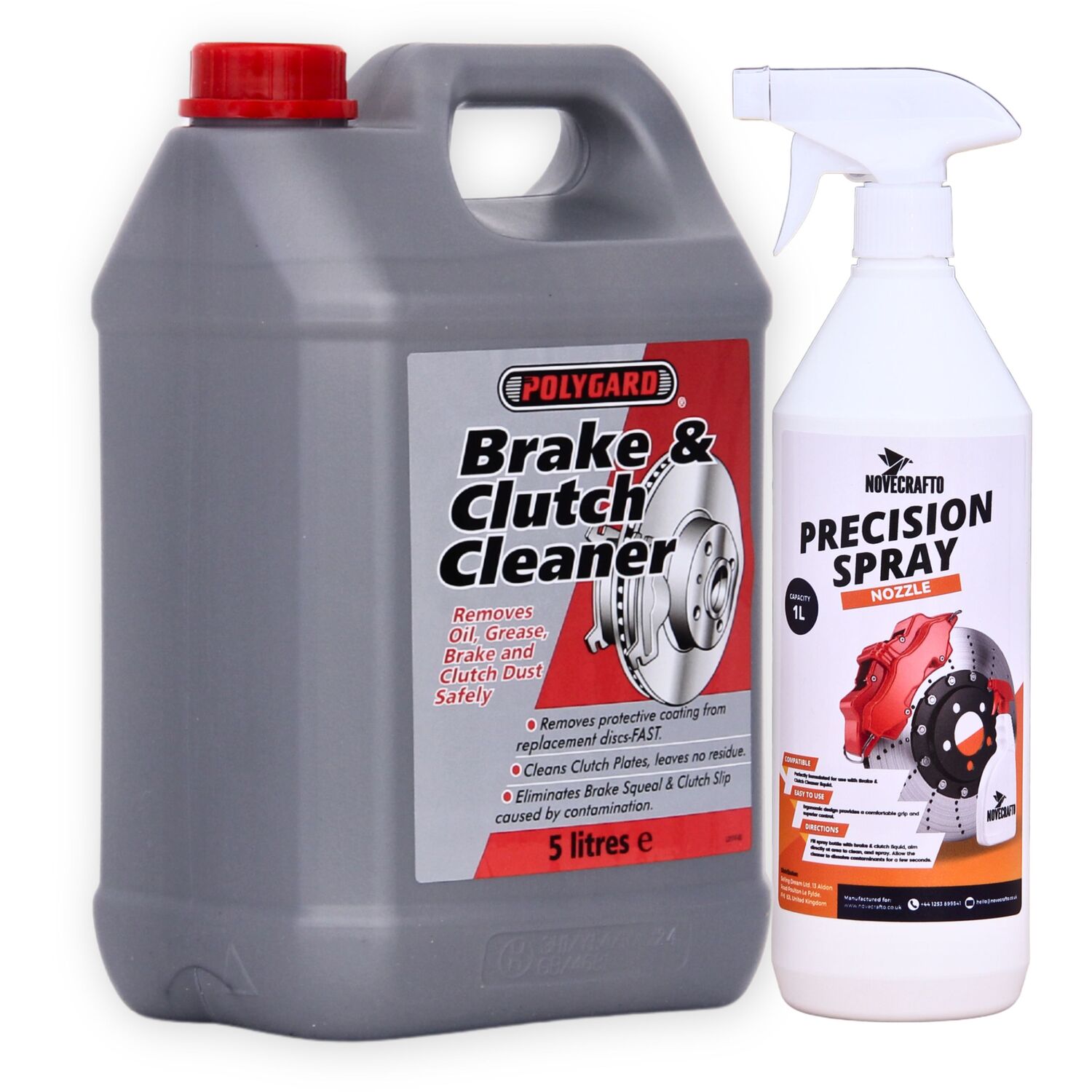 Clutch and Disc Brake Cleaner 5L with Degreaser Spray Bottle - Oil Dust ...