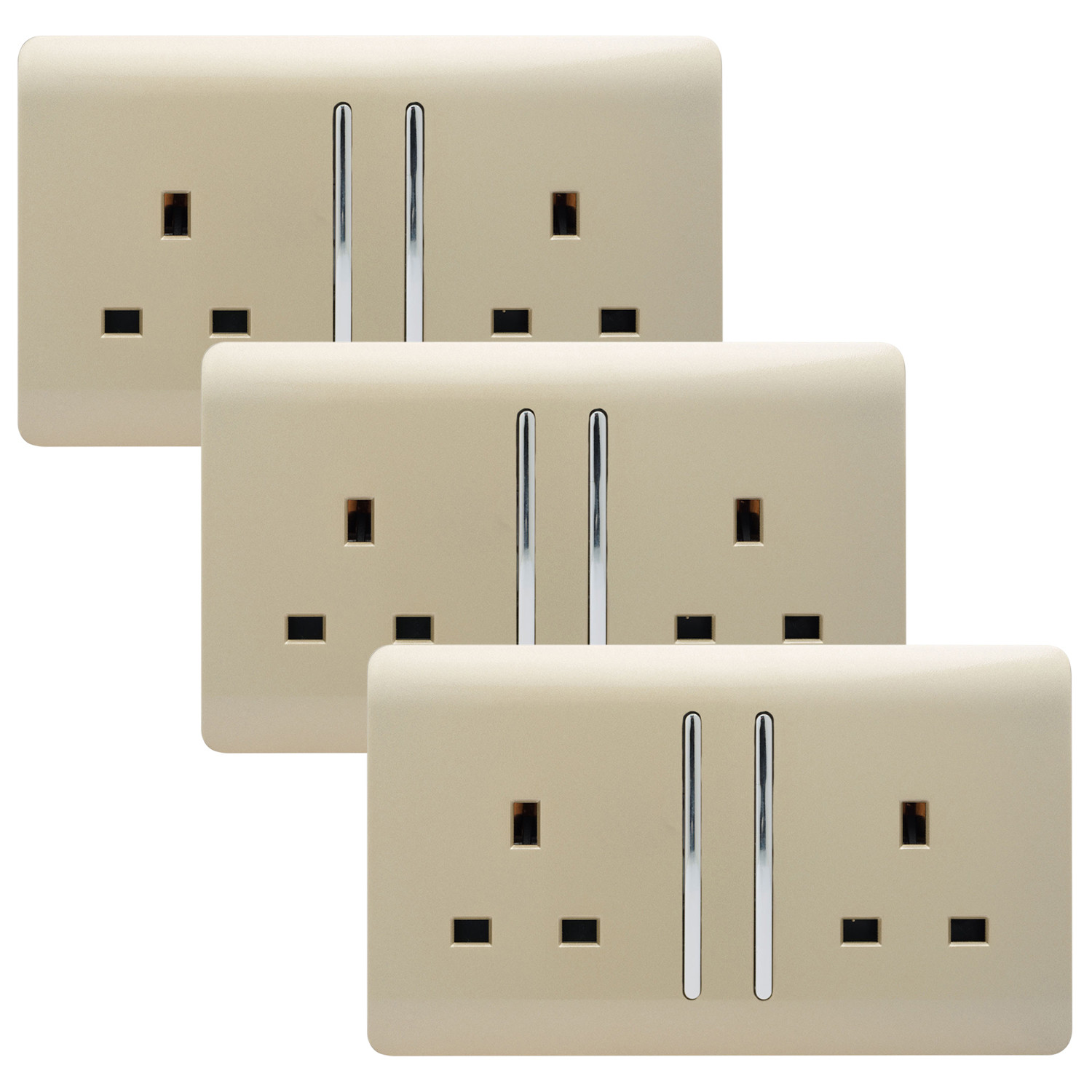 2 Gang 13Amp Long Rocker Double Socket