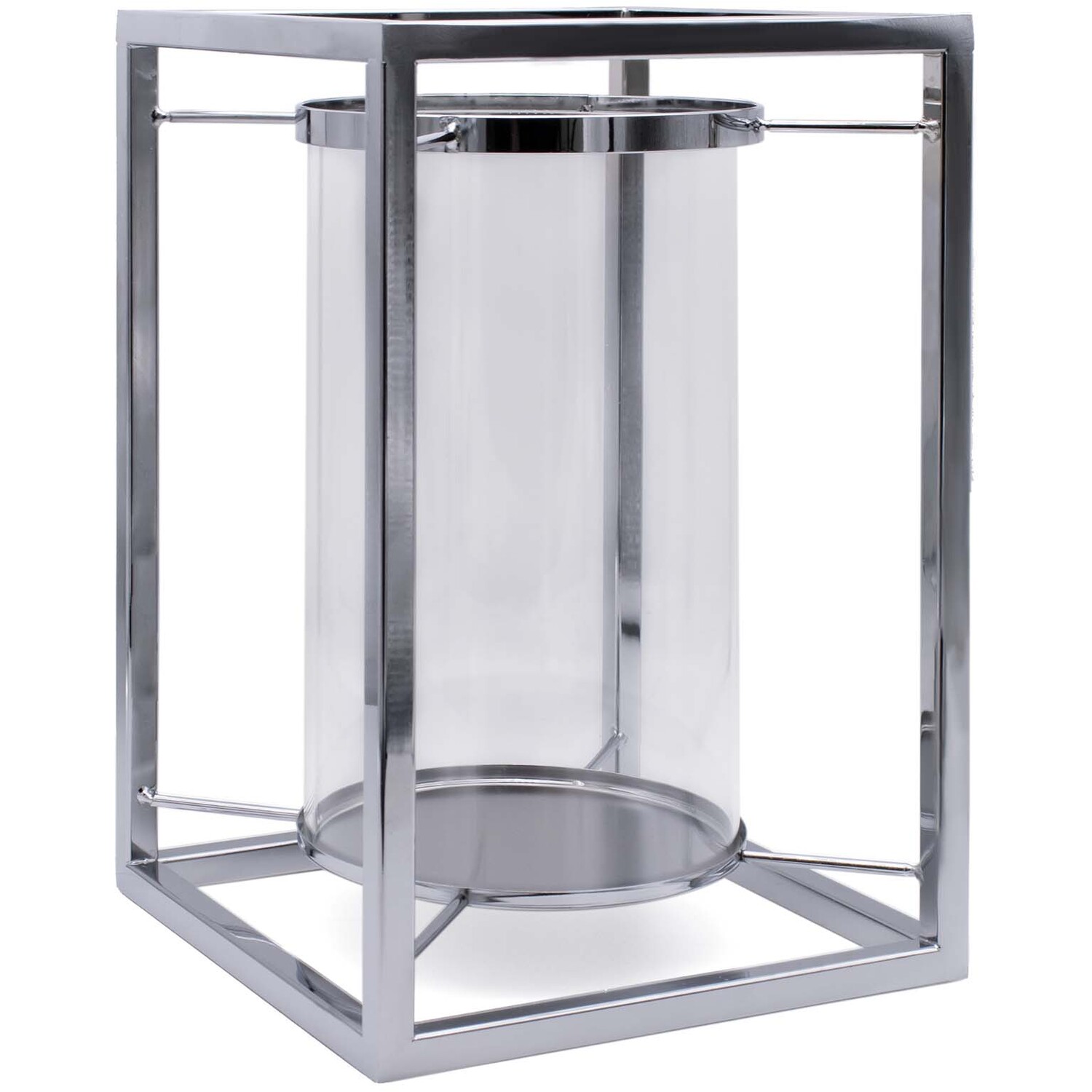 Modern Silver Hurricane Lamp Tea Light Candle Holder