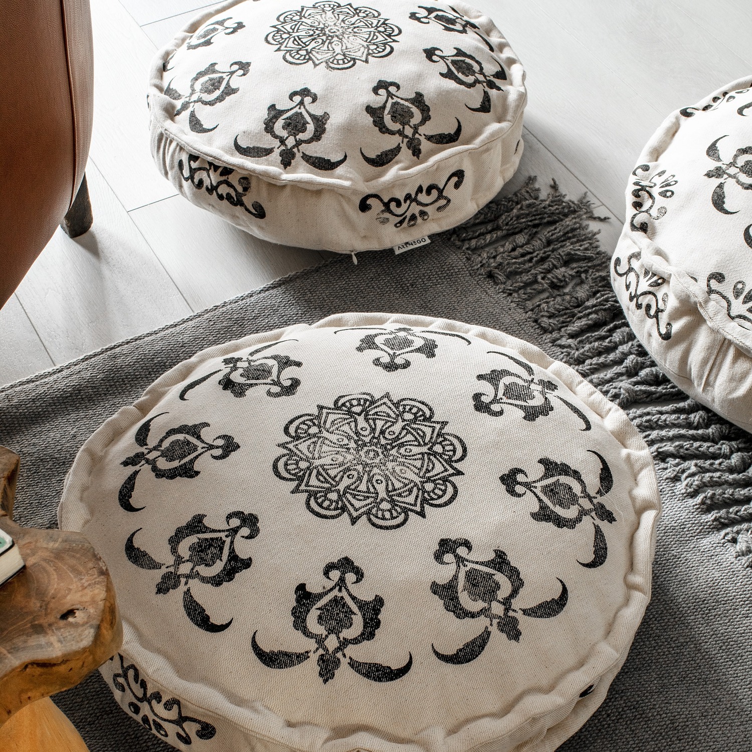 Cicero Round Stone Printed Seating Pads, Cushion