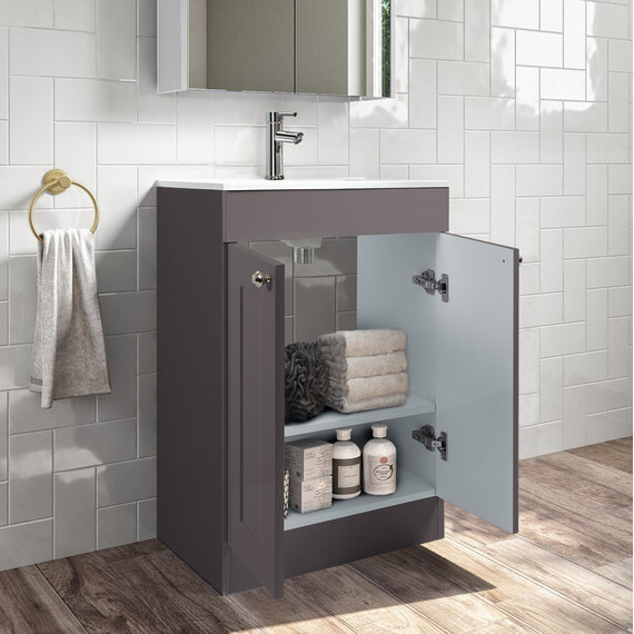 BELOFAY Flat Pack Floor Standing Vanity Unit with Basin, Cloakroom ...