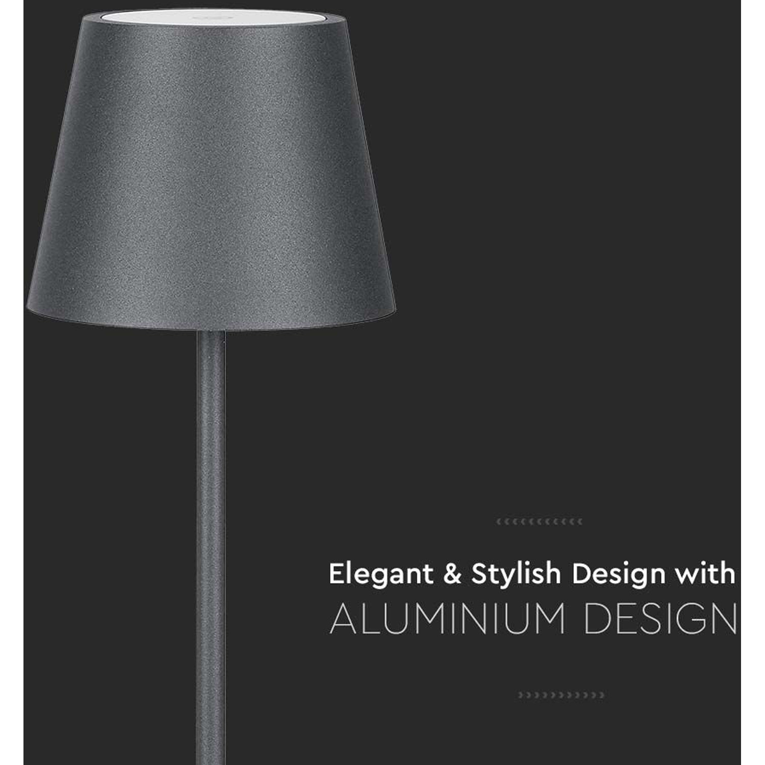 USB Rechargeable LED Table Lamp Grey