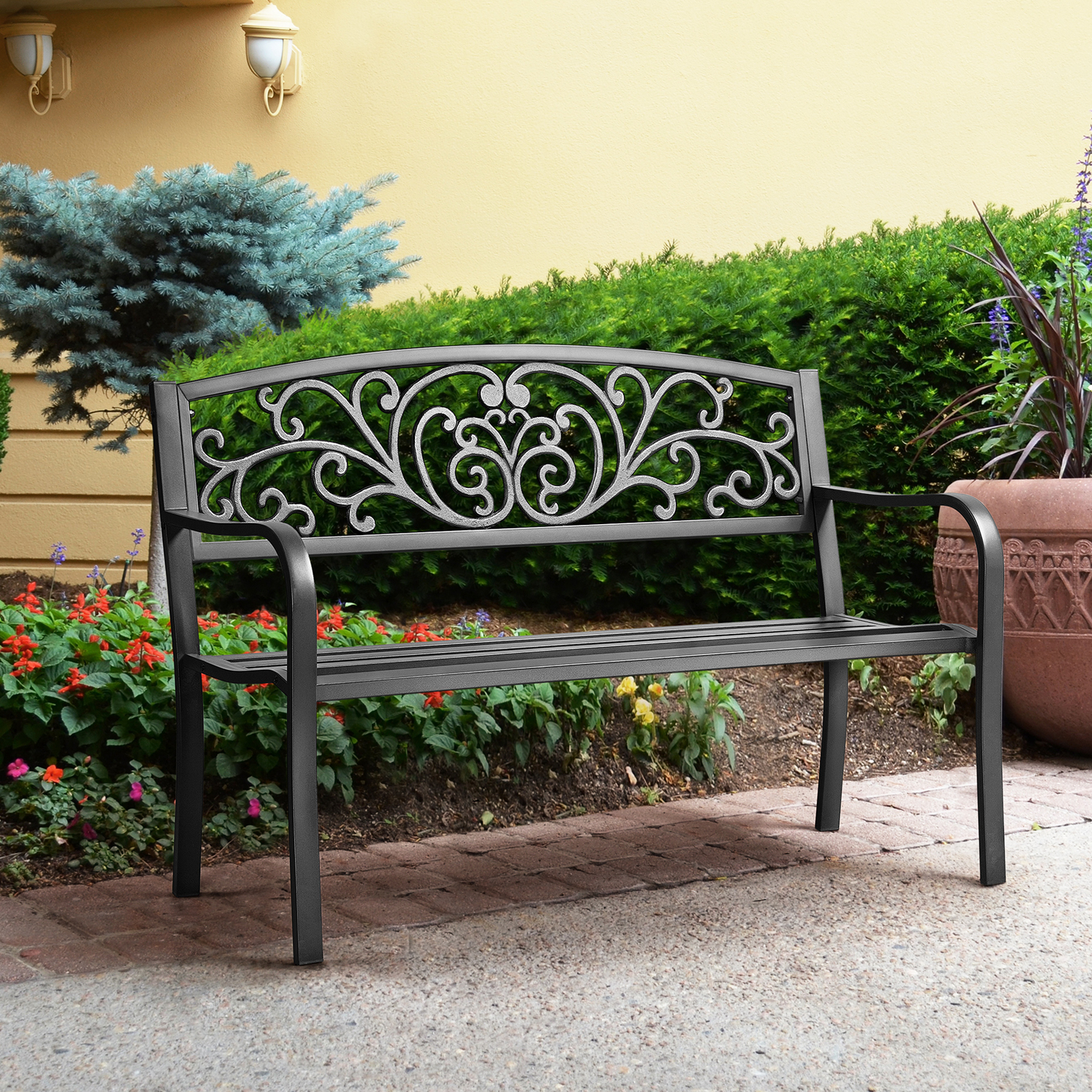 Outdoor Garden Metal Bench for Patio