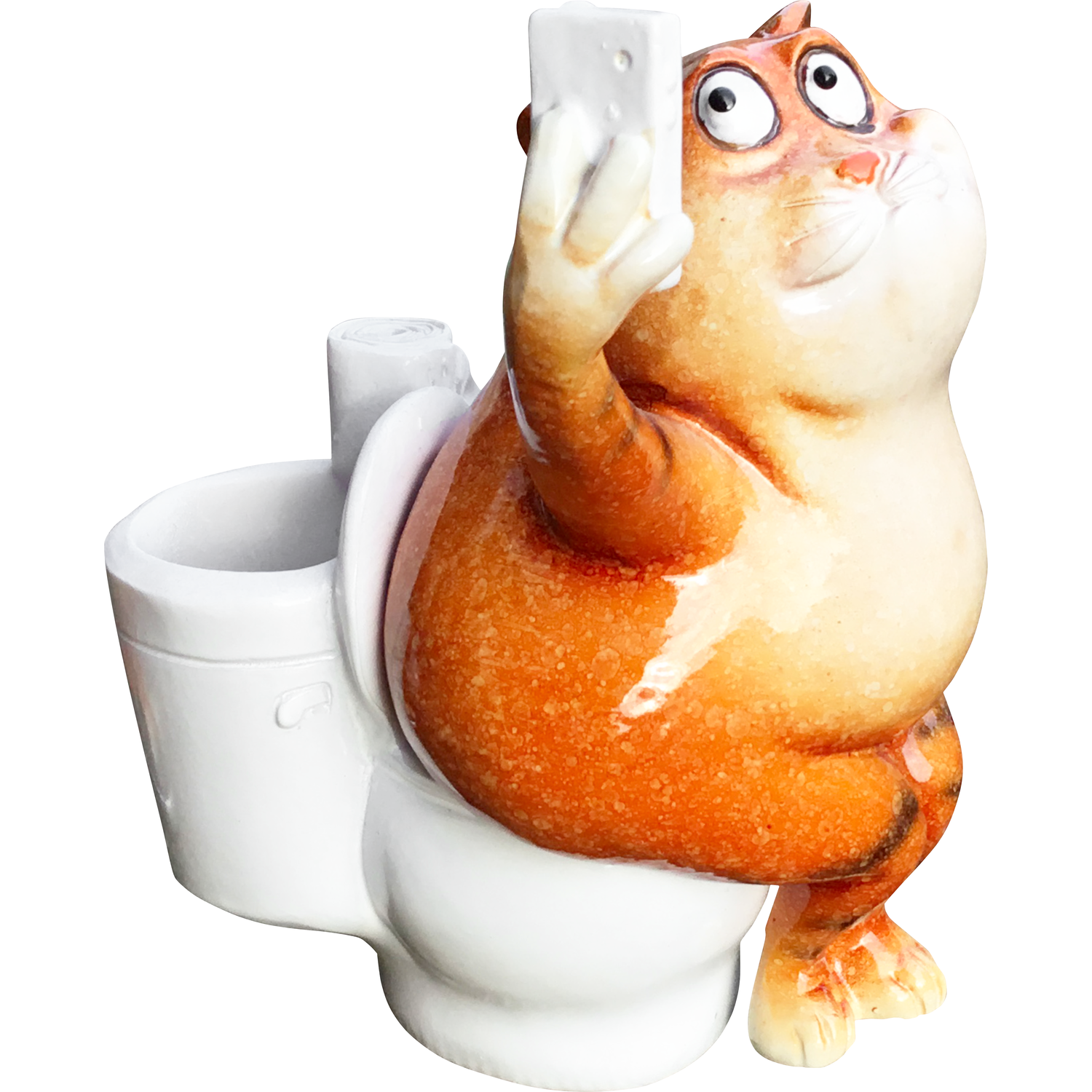 Fat Cat Selfie on Toilet Pen Holder