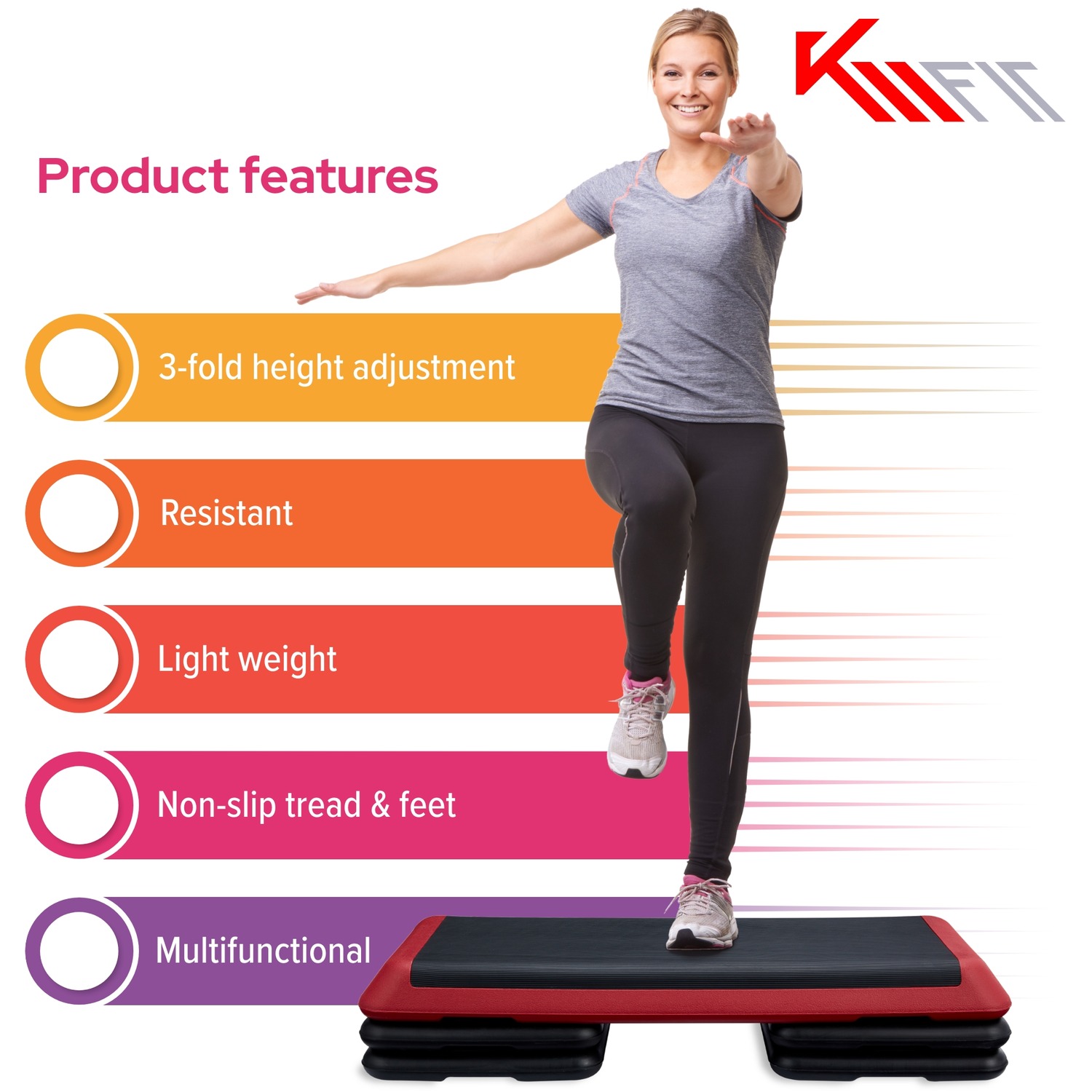 Aerobic Step Bench Step board Fitness Stepper board - 3 height