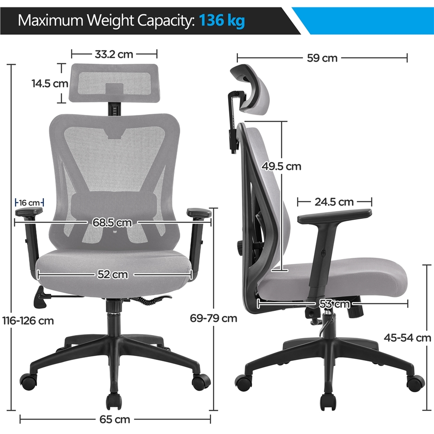 High Back Mesh Office Chair Ergonomic Design