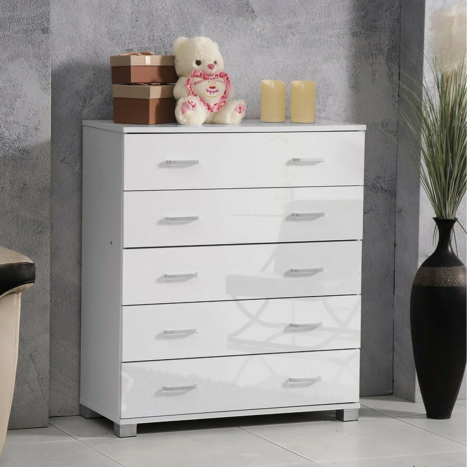 Chest Of Drawers High Gloss - Multiuse Bedroom Wooden Furniture