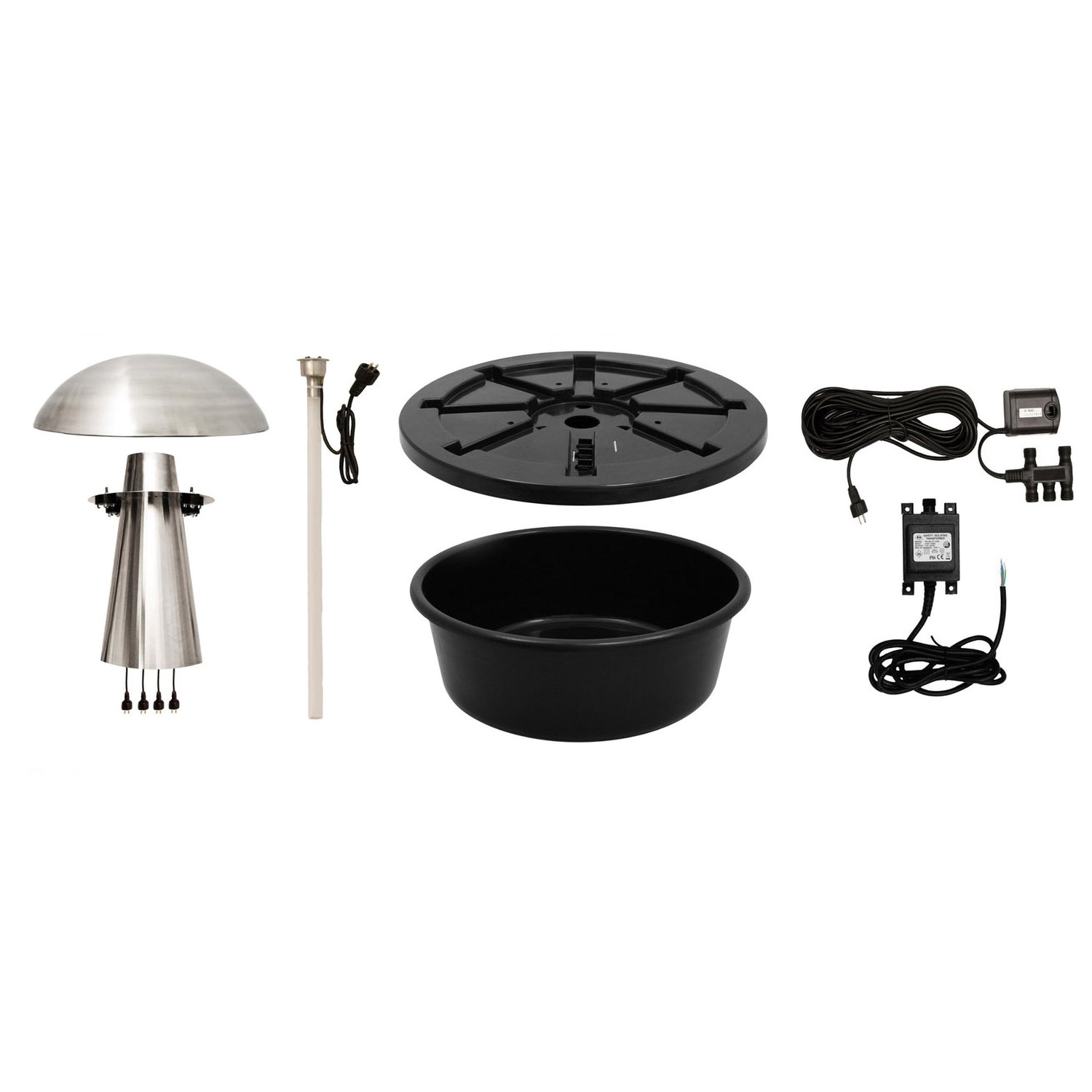 Abbey Falls Mushroom Water Feature Stainless Steel with Lights