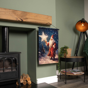 Light up St Nick Fabric Hanging Christmas Banner