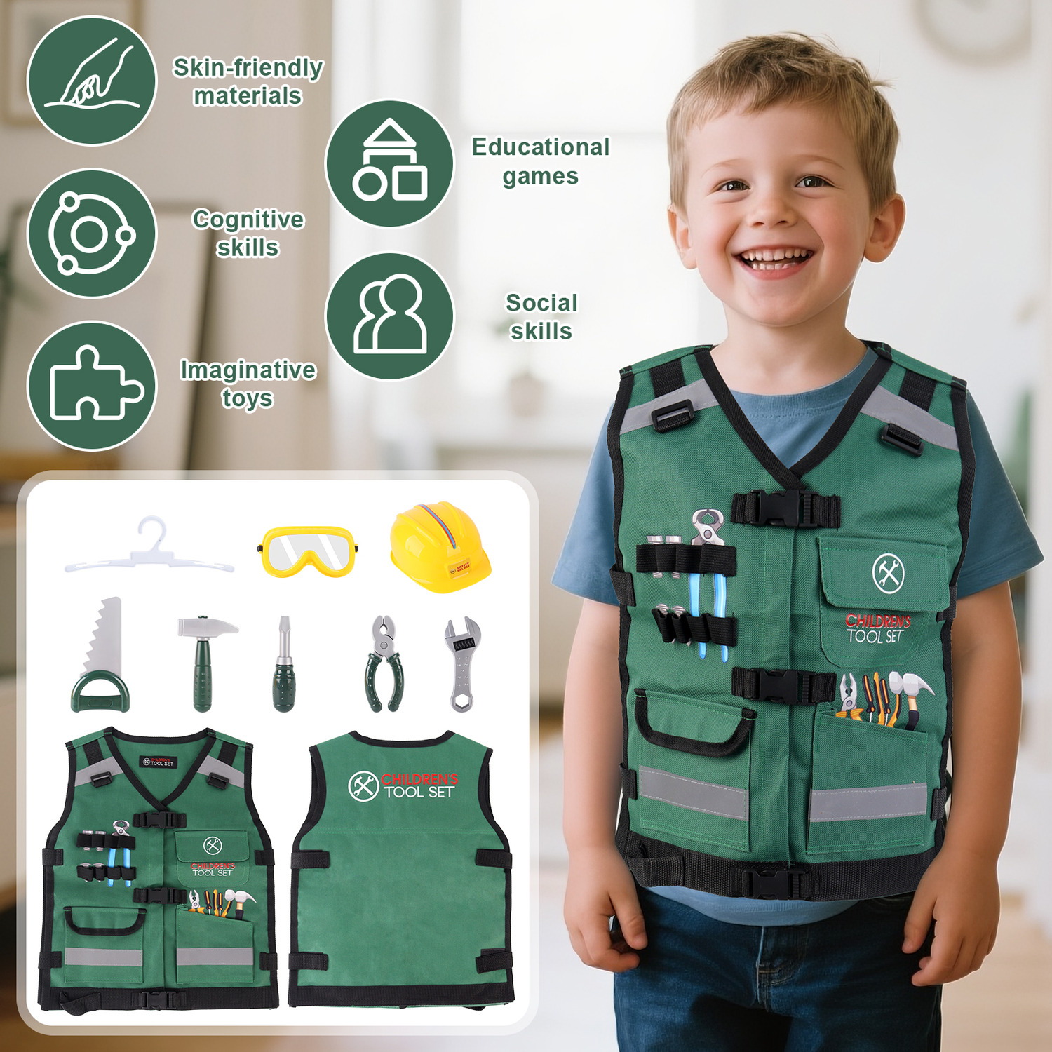 Construction Role Play Costume Clothes Play Set