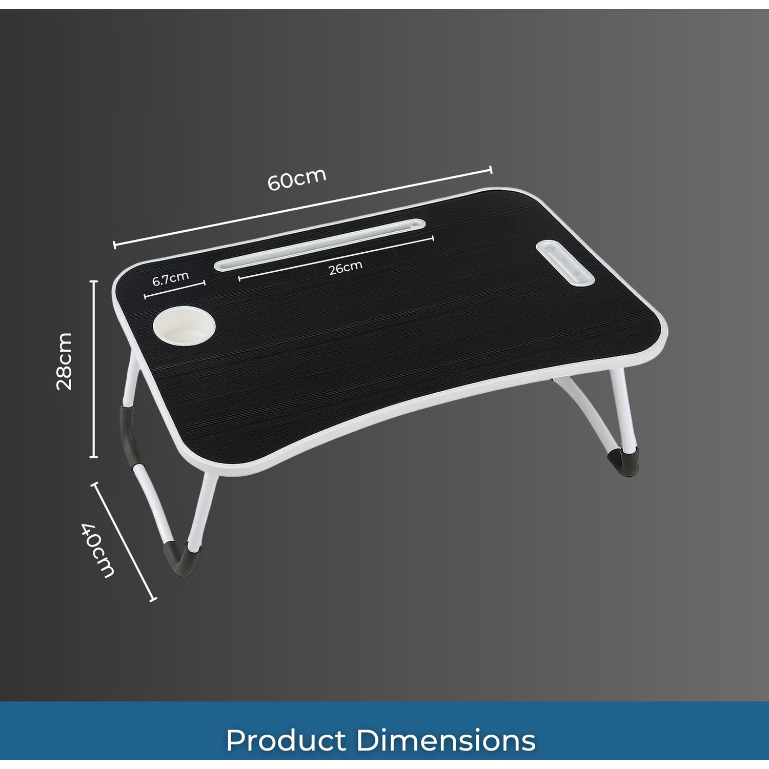 Portable Foldable Laptop Table with Tablet and Mug Holder