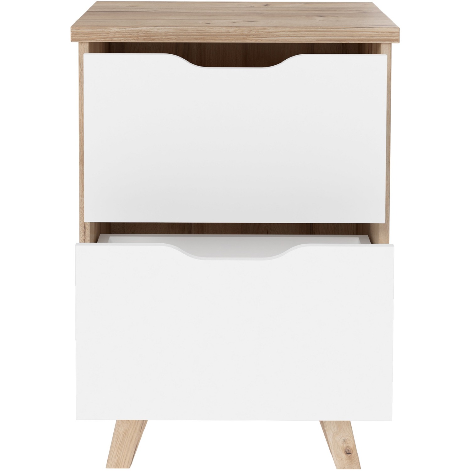 Scandi 2 Drawer Bedside White and Oak