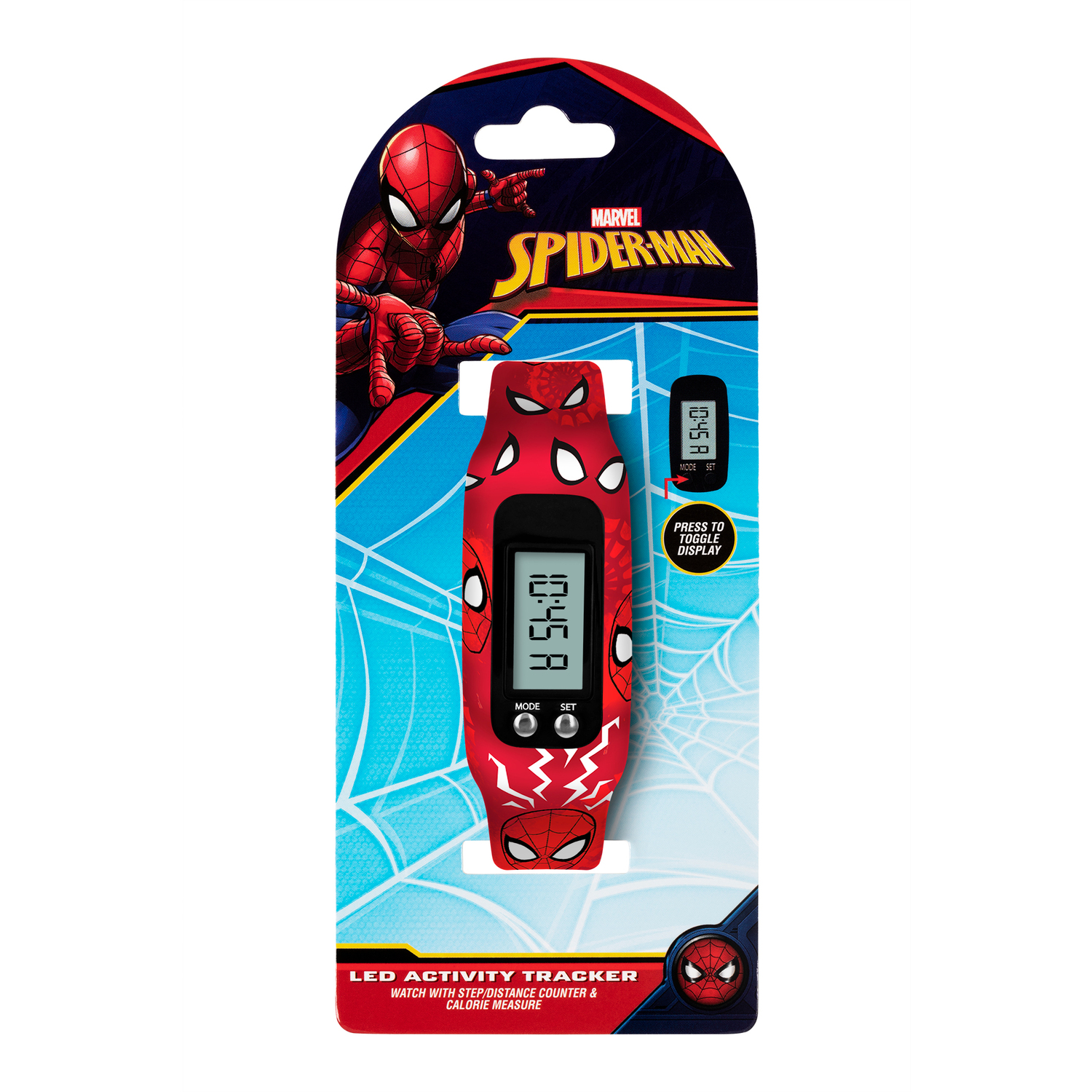 Disney Marvel Spiderman Red LCD Tracker Watch with Printed Silicone Strap