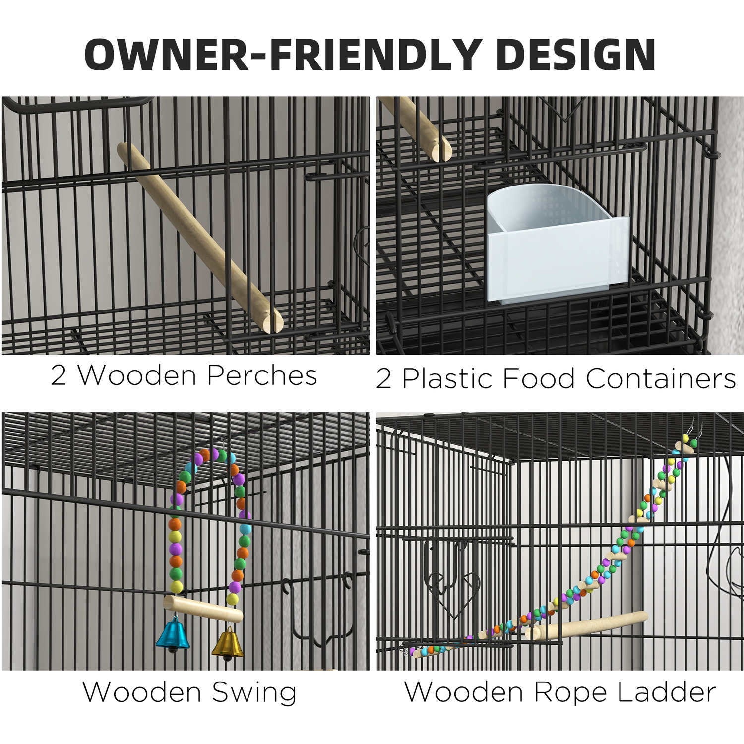 PawHut PawHut 2 Tier Bird Cage on Wheels with Stand for Small Birds