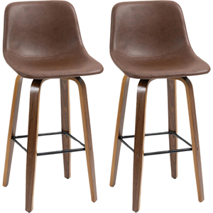 Set of 2 Bar Stools With Wooden Legs