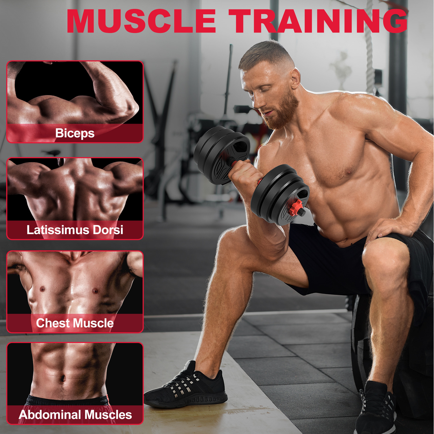 20kg Home Fitness Adjustable Weights Dumbbells Set