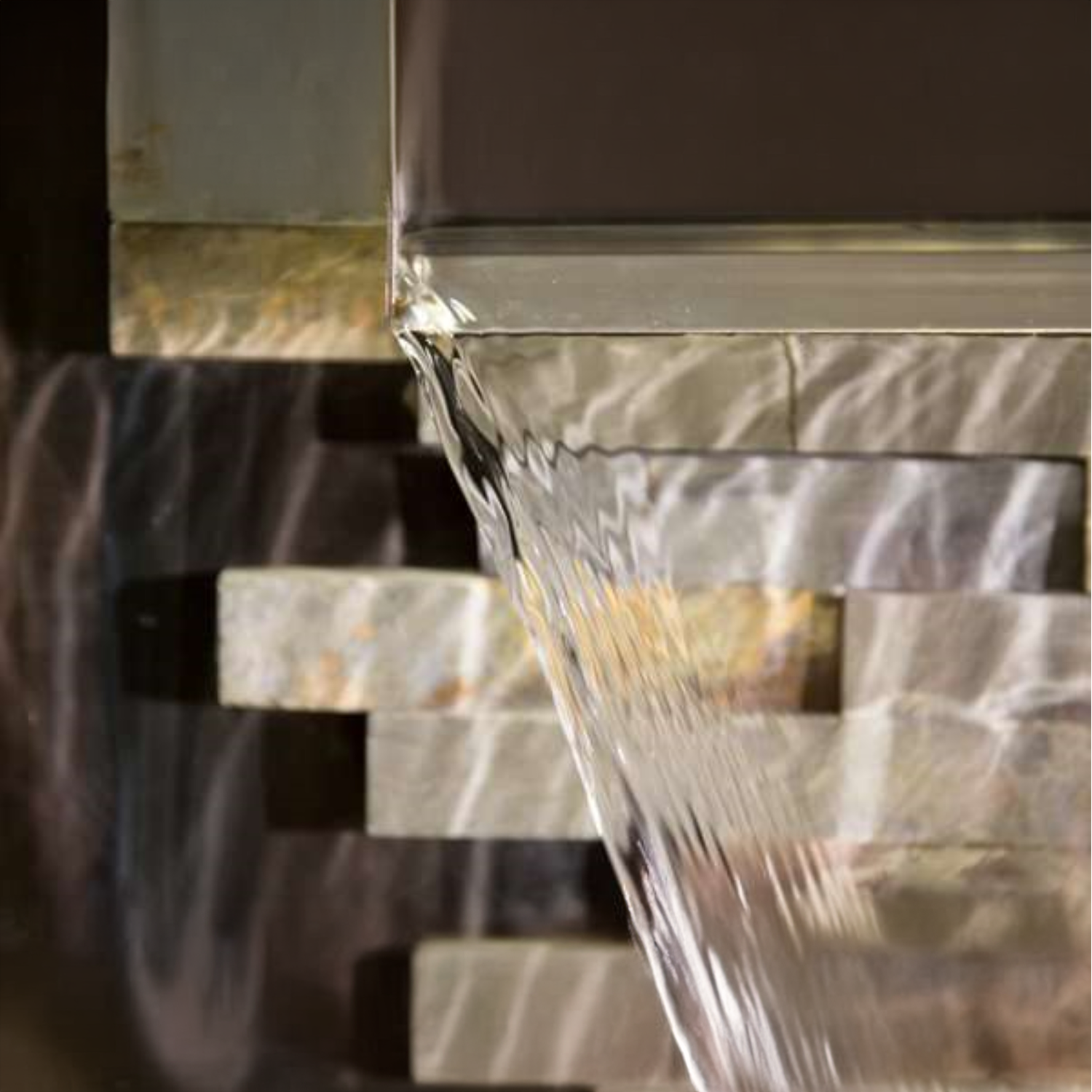 Dante Zinc and Stone Water Feature with Basin and Lights