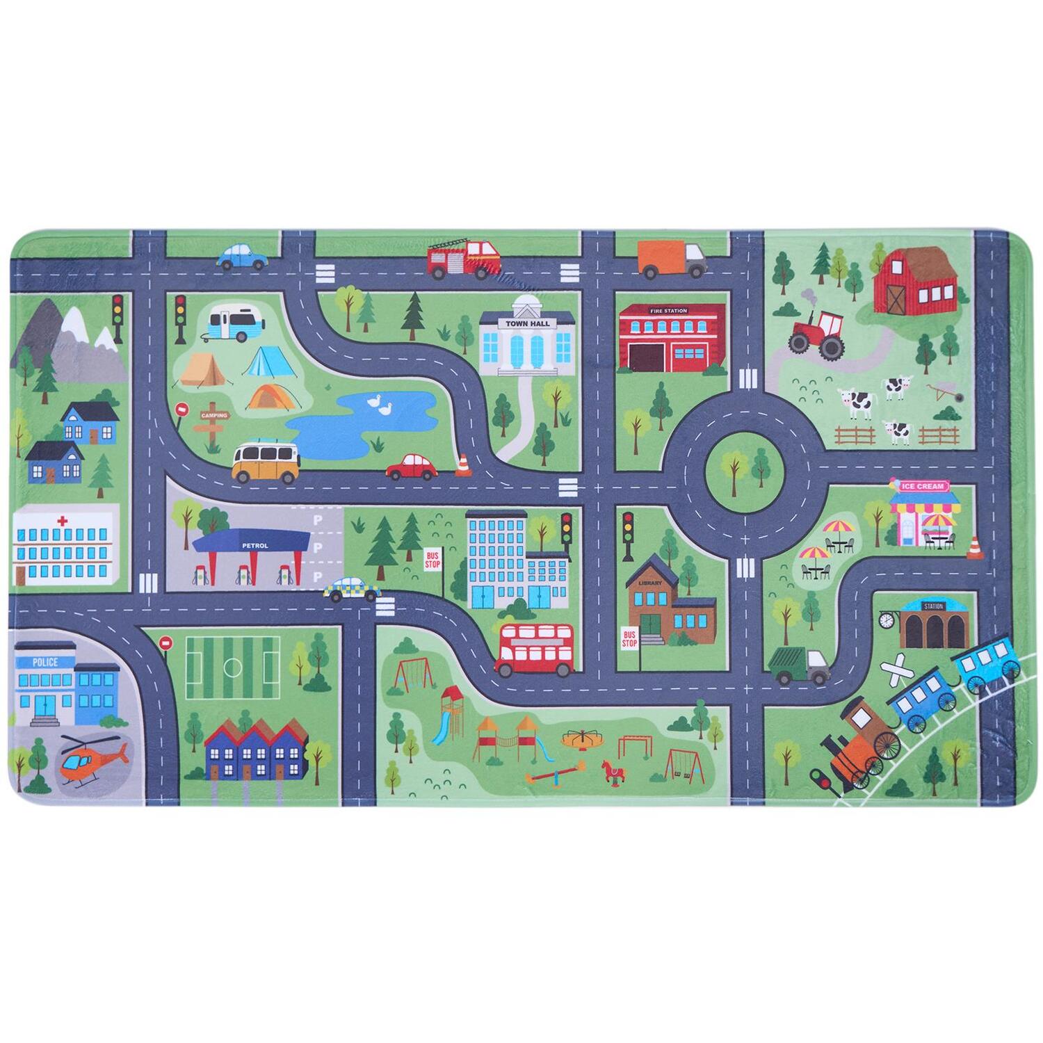 Kids Road Map Soft Washable Anti Slip Floor Mat Rug