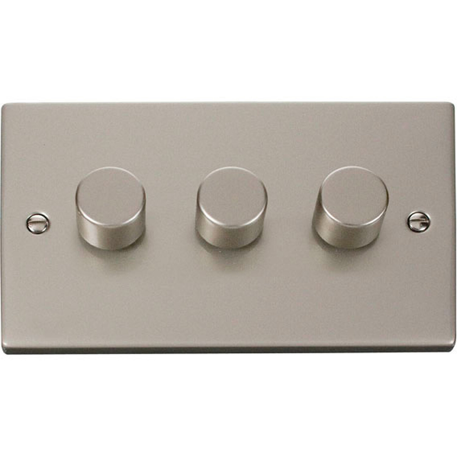 Pearl Nickel 3 Gang 2 Way LED 100W Trailing Edge Dimmer Light Switch