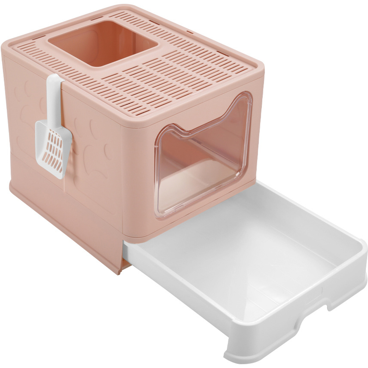 Folding Cat Litter Box Plastic Top Entry