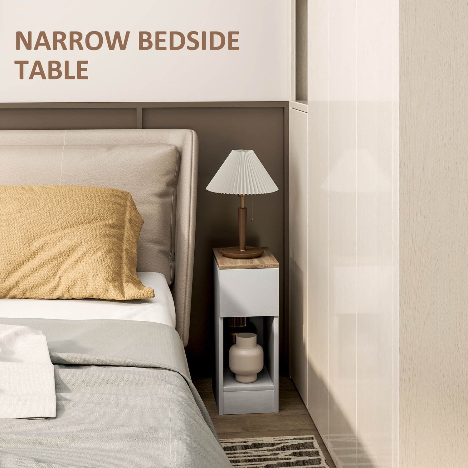 HOMCOM Bedside Tables Set of 2 with Drawer and Shelf
