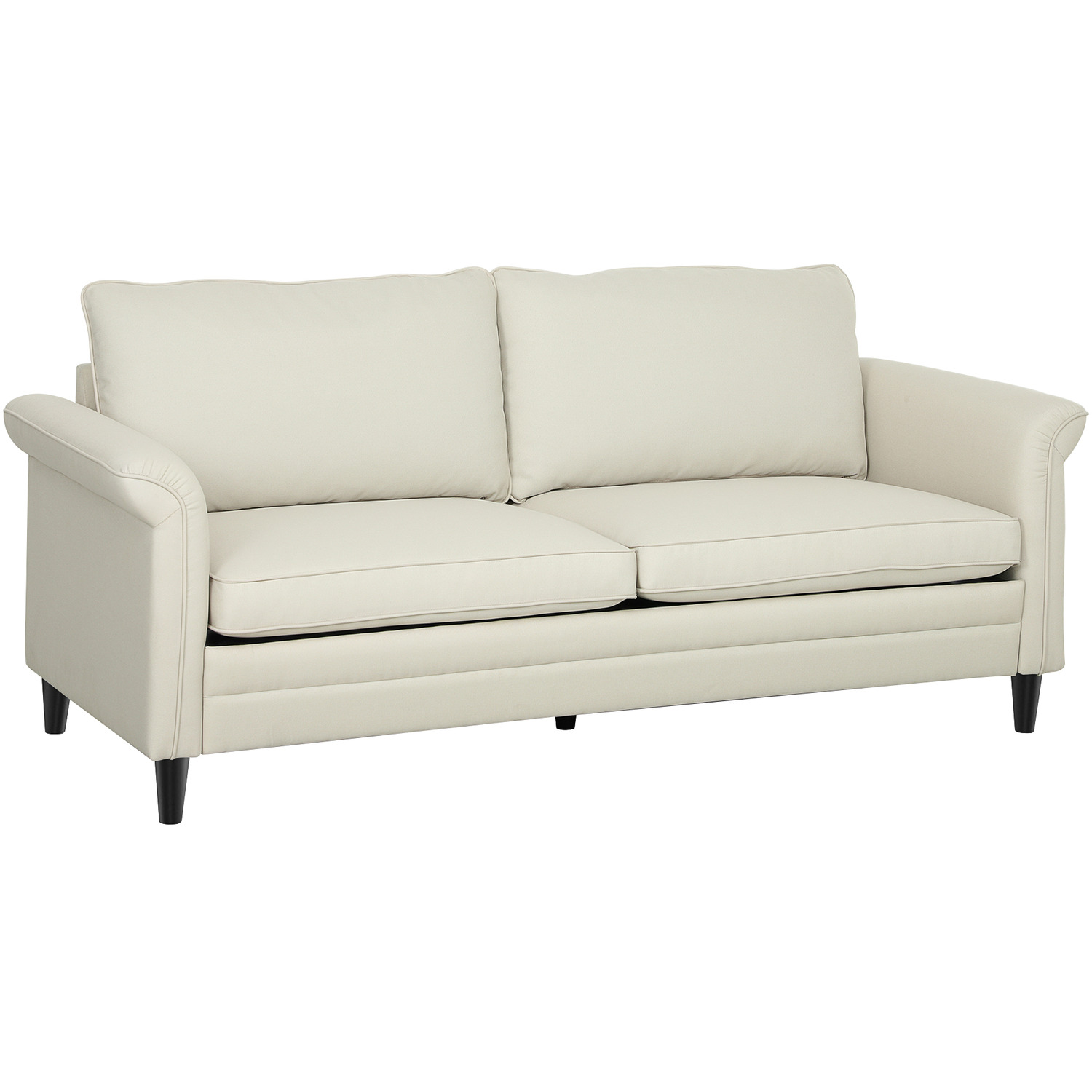 HOMCOM 3 Seater Sofa with Spring Cushion Rubber Wood