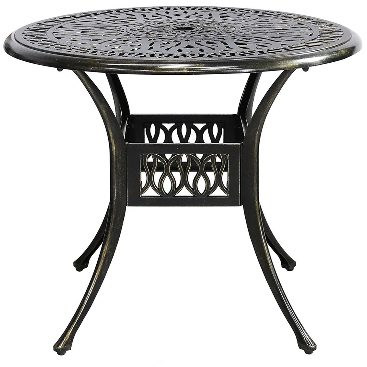 HomeScape Patio Garden Table Vintage Round Cast Aluminum Garden Furniture