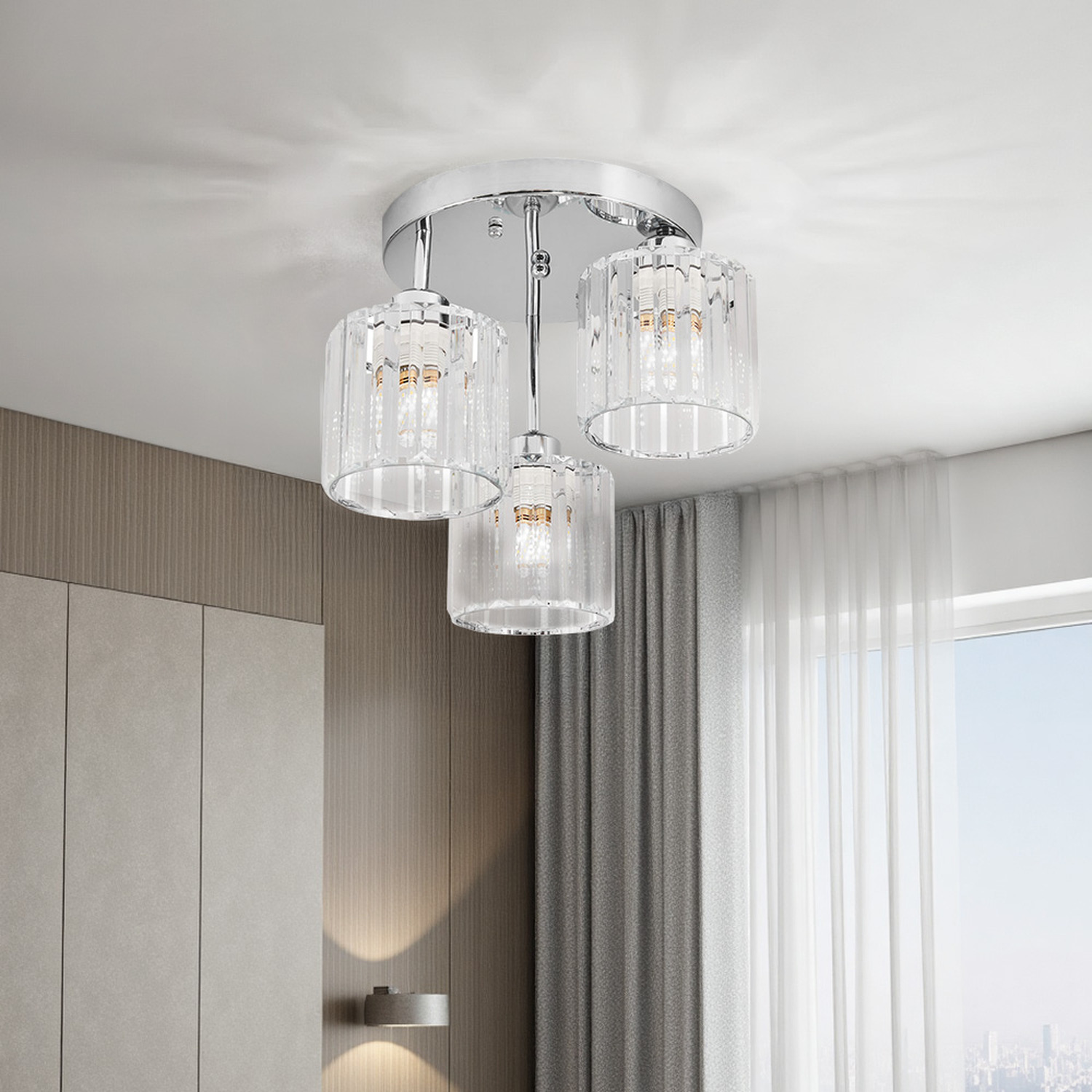 3-Light Chrome Ceiling Light