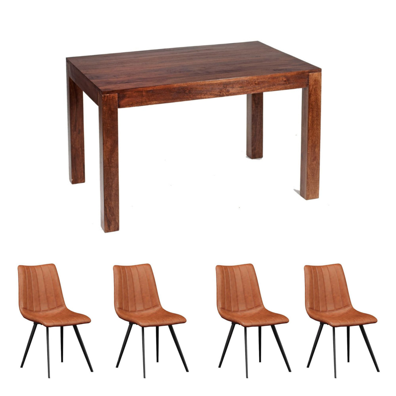 Dakota Mango Wood 4Ft Medium Dining Table Set With 4 Chairs
