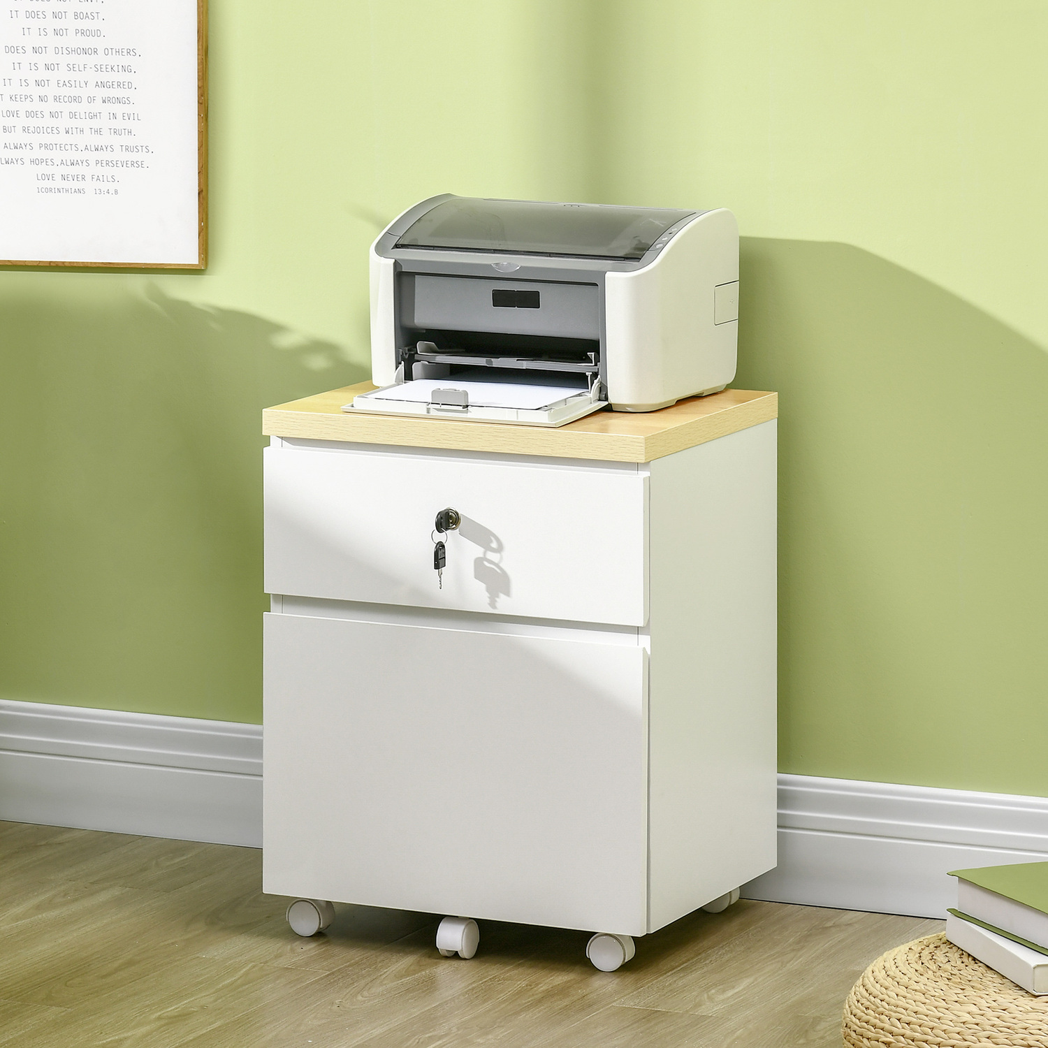 Vinsetto Modern 2-Drawer Filing Cabinet Mobile File Cabinet Legal Size