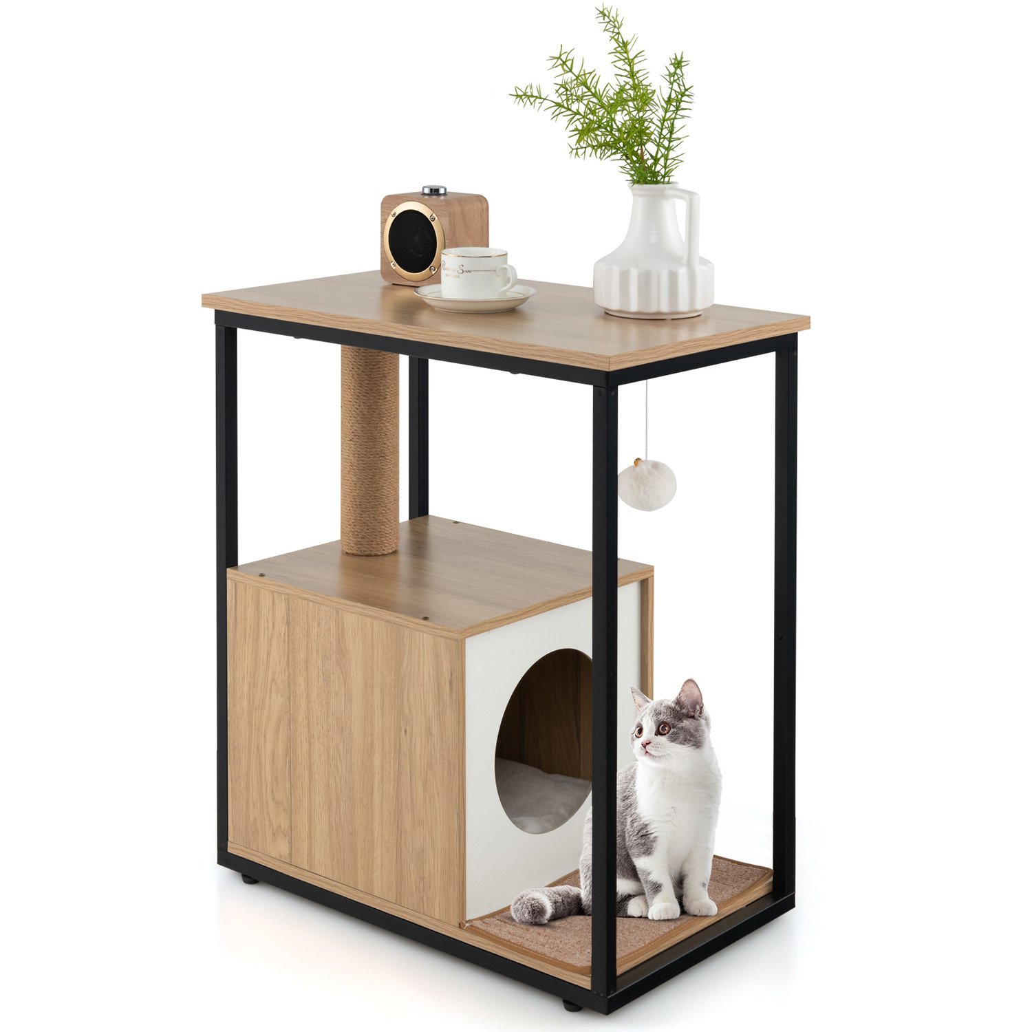 3-in-1 Cat Furniture End Table Cat House