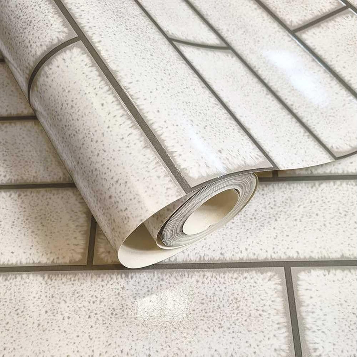 Celadon Gloss Tiles Brick Tiling On a Roll Wallpaper
