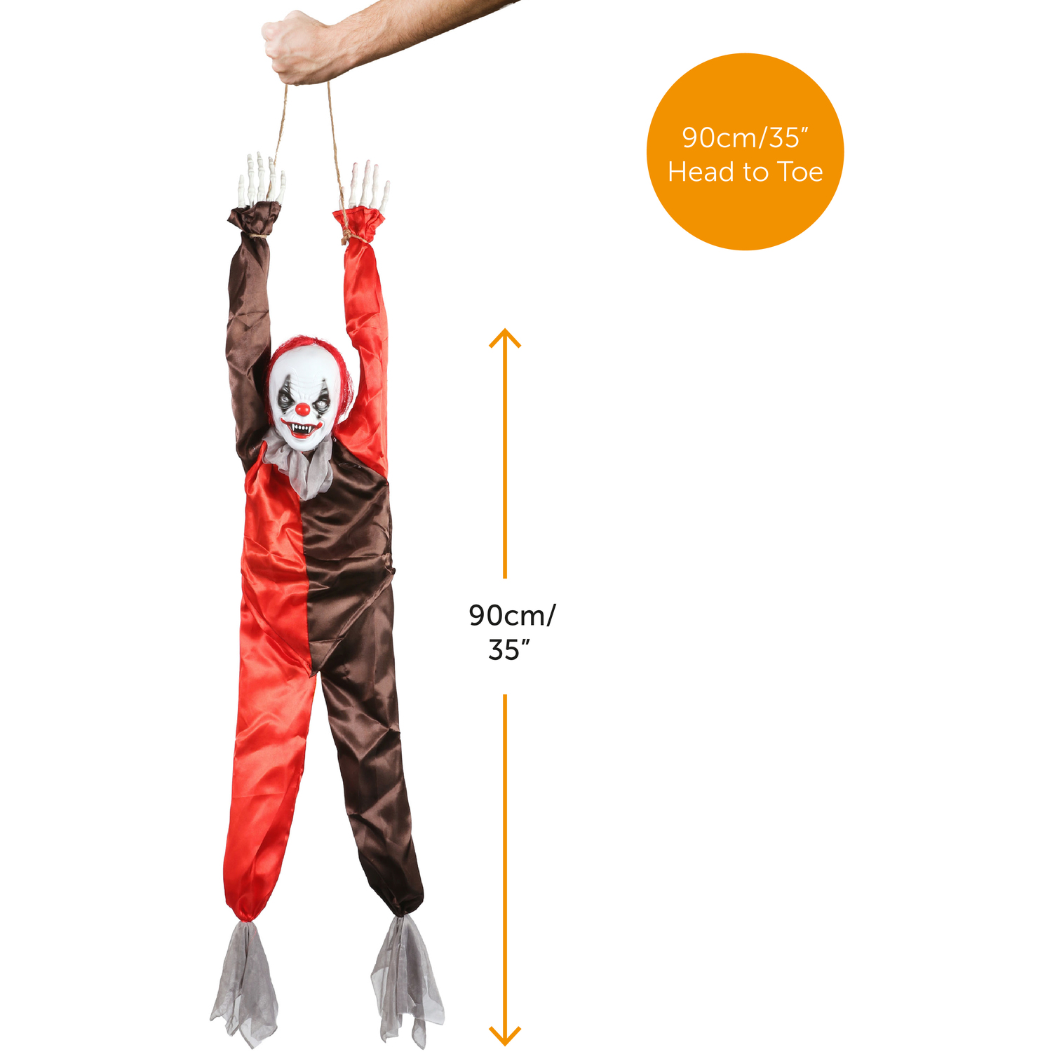 Animatronic Hanging Clown Halloween Decoration with Light up Eyes Sound FX