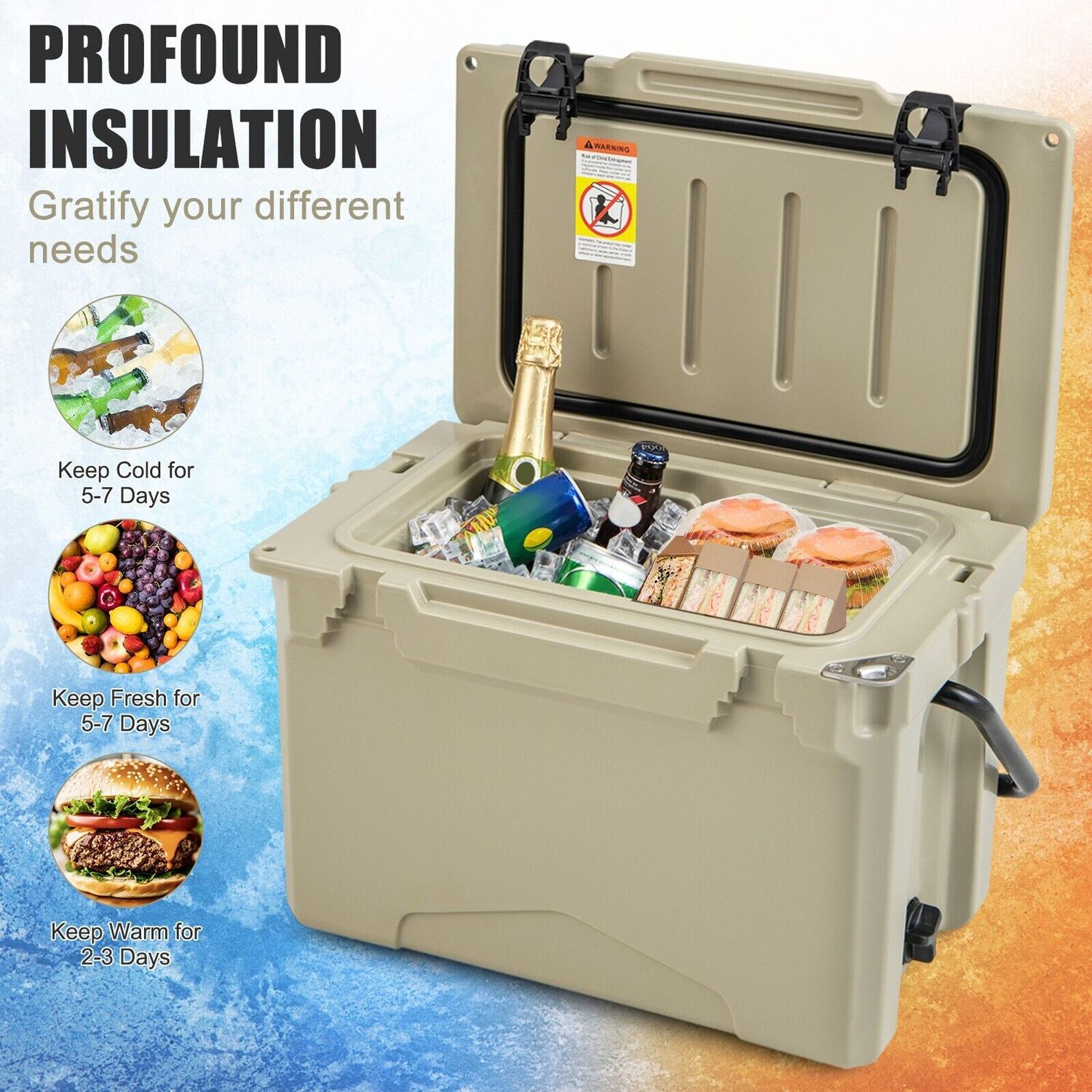 Portable Ice Retention Boxes with Cup Holders