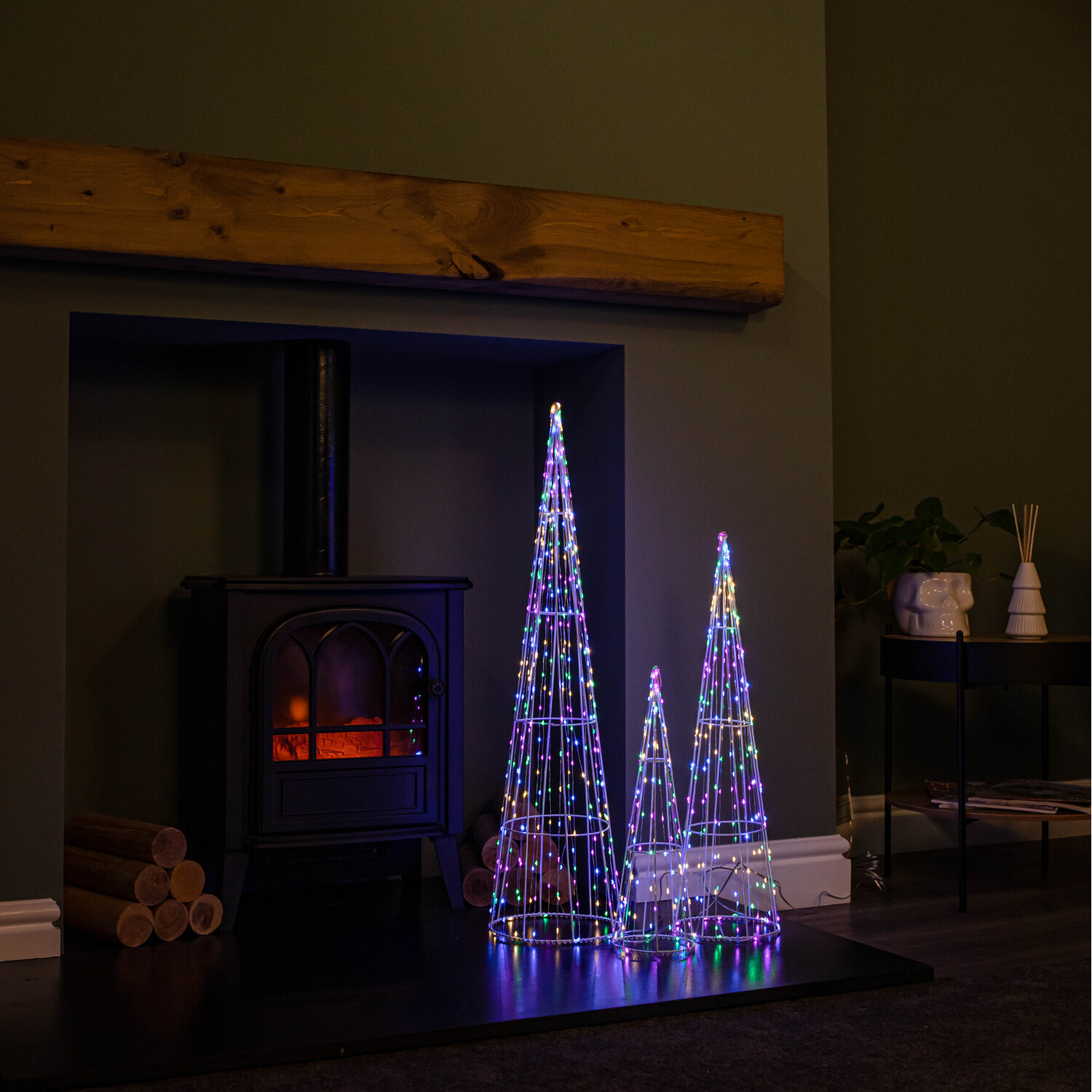 Light up Dewdrop Christmas Cone Trees with LEDs