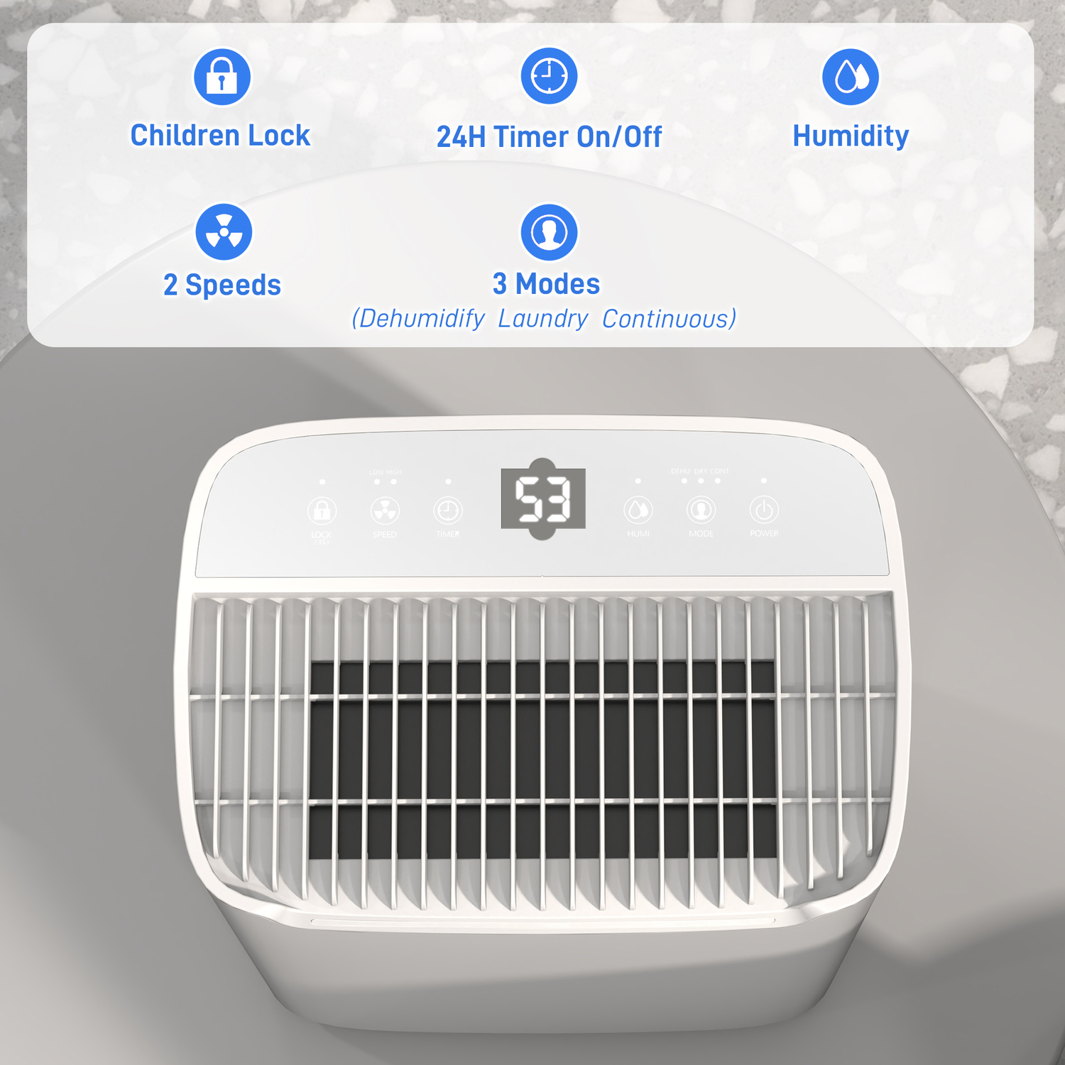 HOMCOM 20LDay Dehumidifier with 2.5L Water Tank