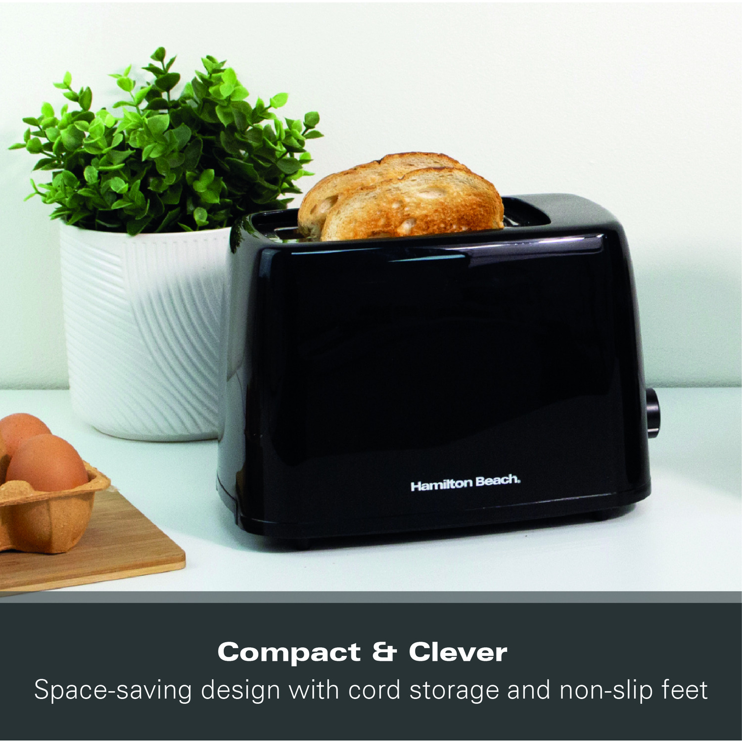 Essential 2-Slice Plastic Toaster Black