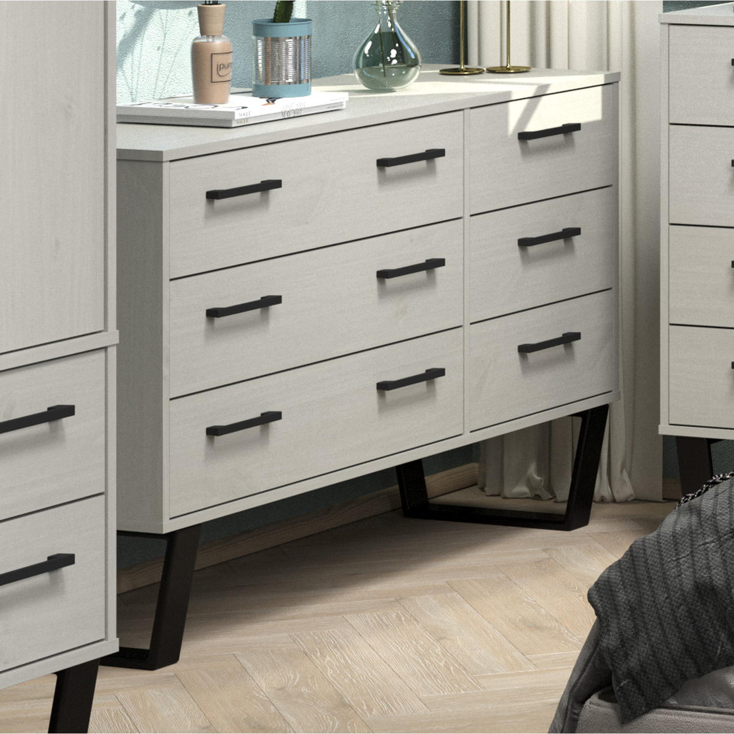 Texas Grey 3 plus 3 drawer wide chest