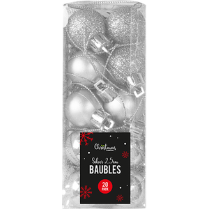 Silver Baubles 20 Pack