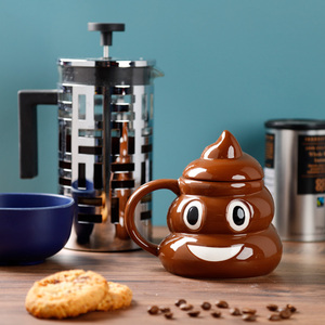 Novelty Ceramic Shaped Mug with Lid - Emotive Poop