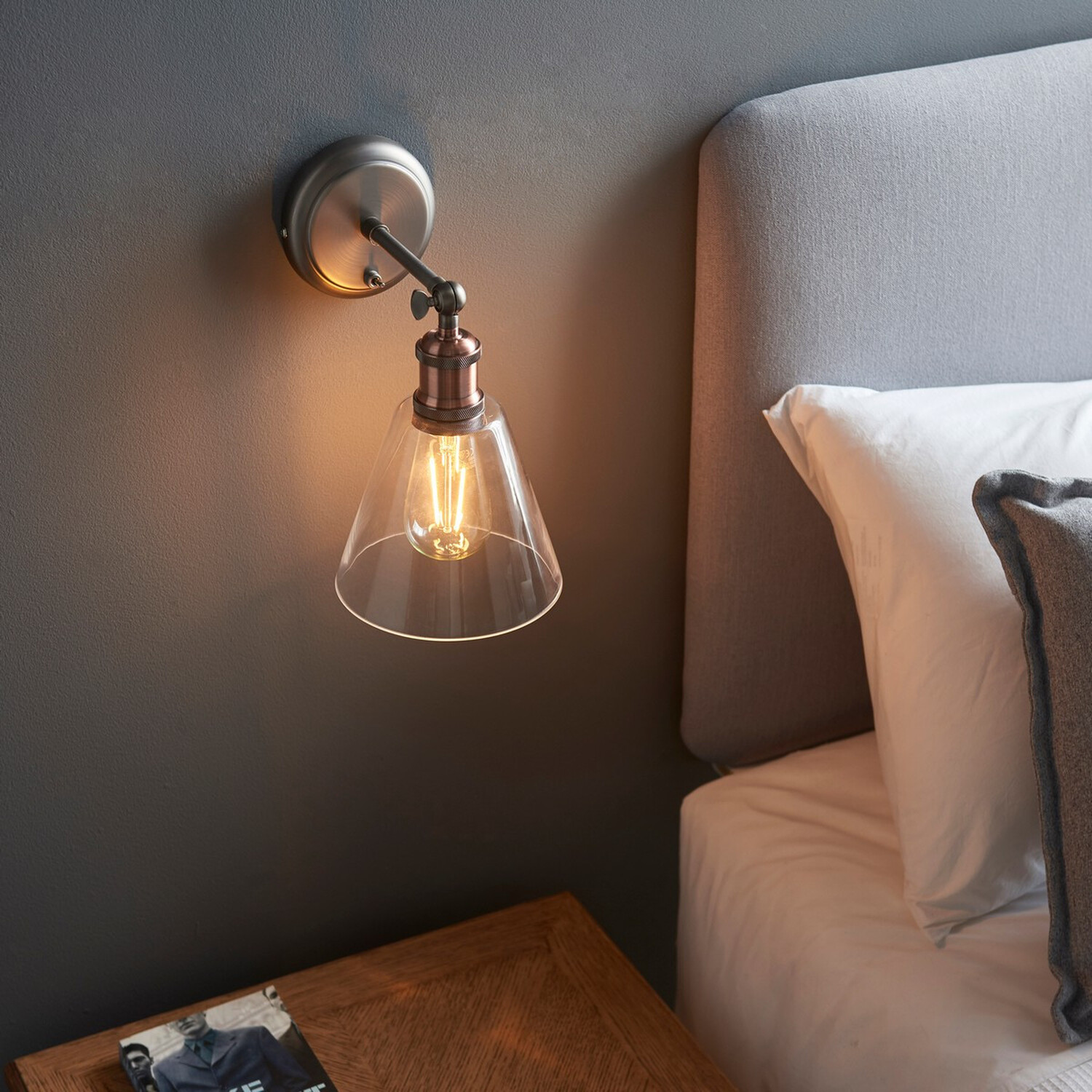 Hal Metal Wall Lamp Aged Pewter Aged Copper Plate