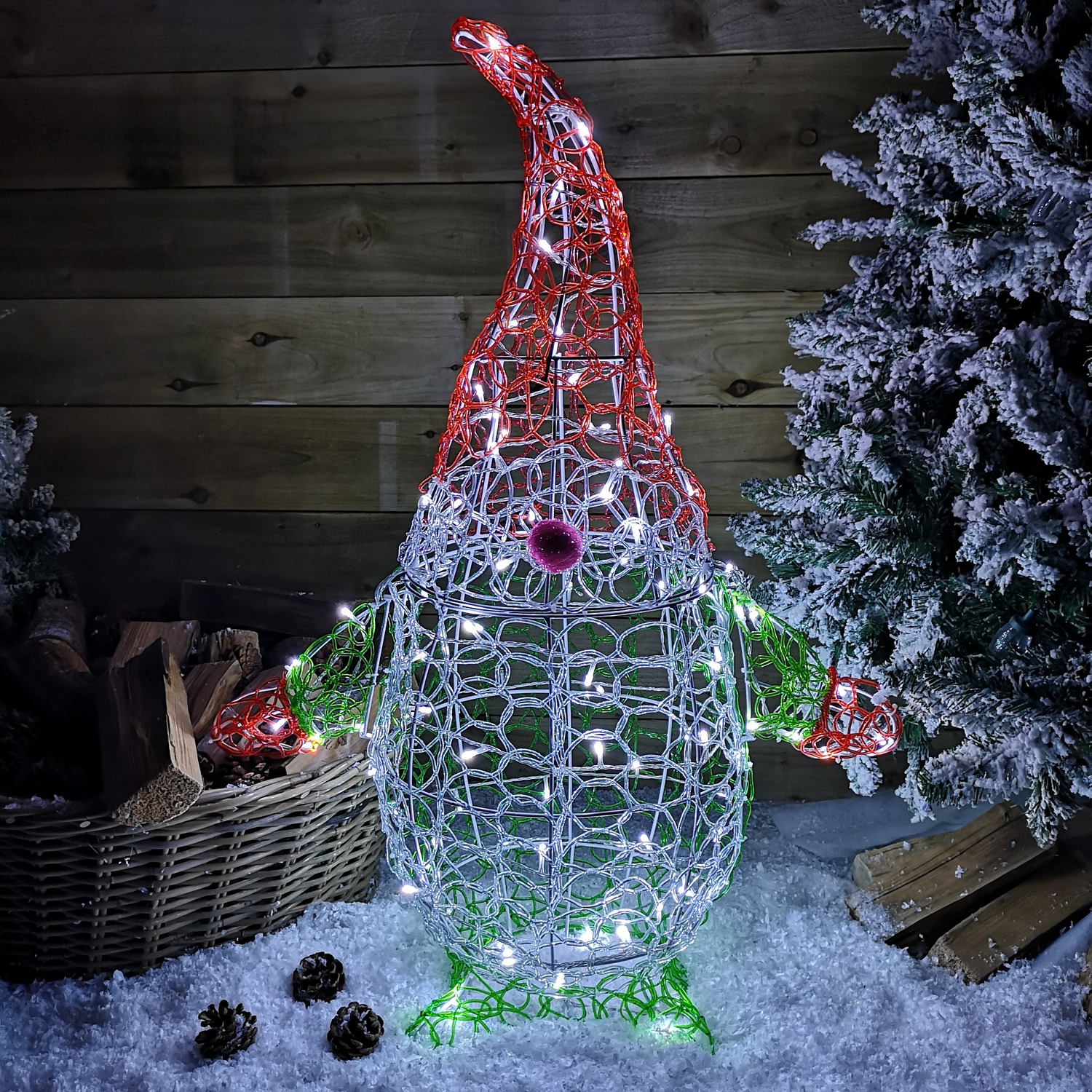 White LED Acrylic Christmas Gonk Decoration