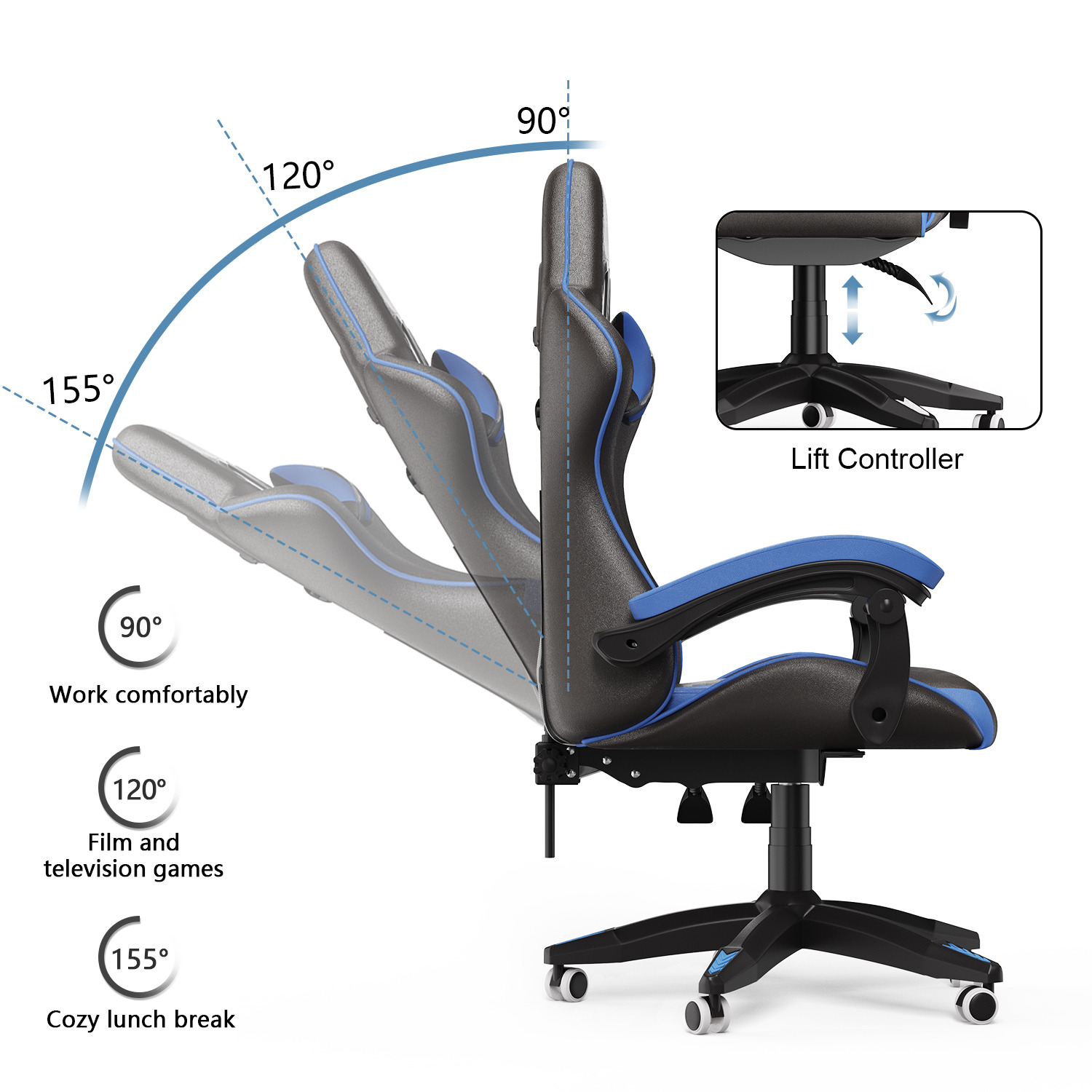 Bigzzia Gaming Chair with Adjustable Headrest and Lumbar Support