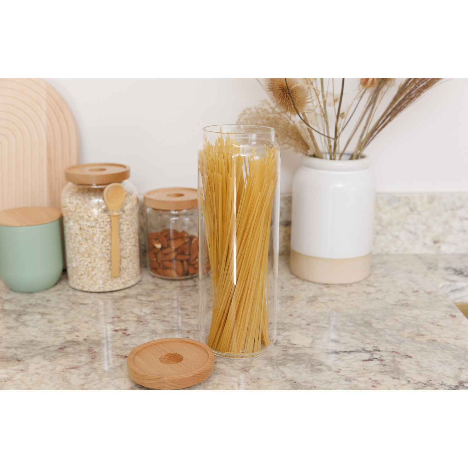 Idilica Glass Storage Jar with Beechwood Lid, 1300ml