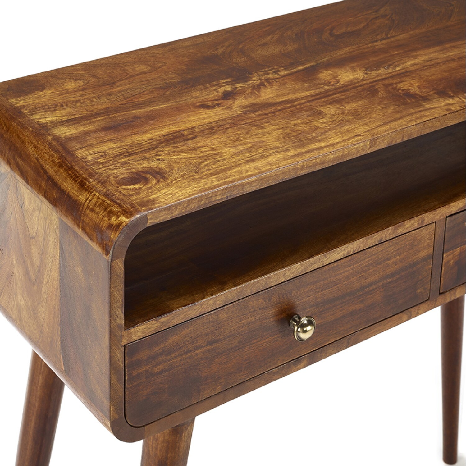 Dark Finish Two 2 Drawer Console Hall Telephone Table H90 x W90 x D36