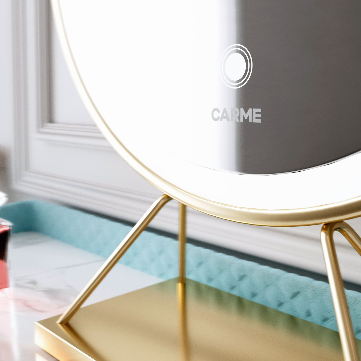 Tokyo Glow Velvet Dressing Table with LED Mirror