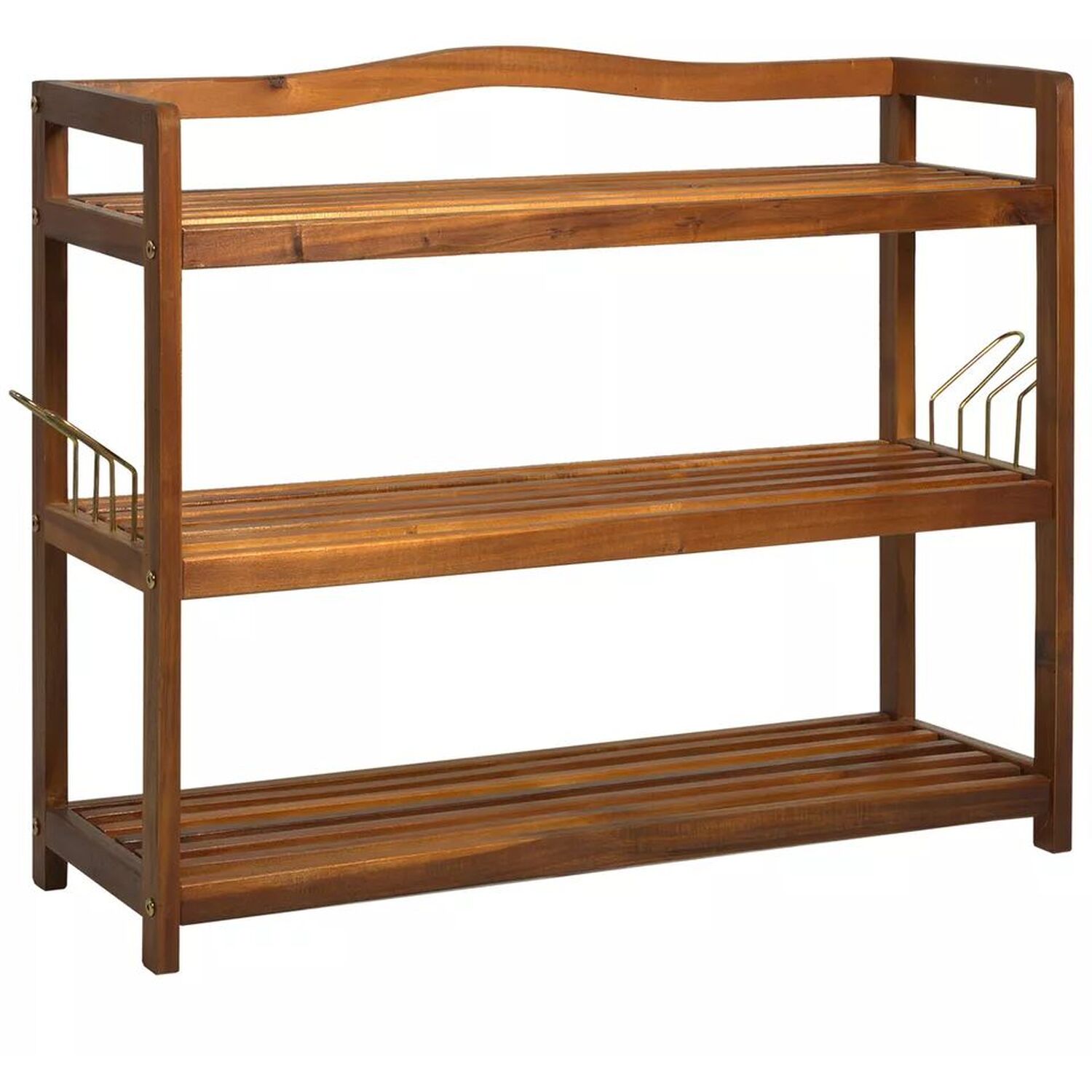 3-Tier Shoe Rack Acacia Wood Shoe Storage Shelf