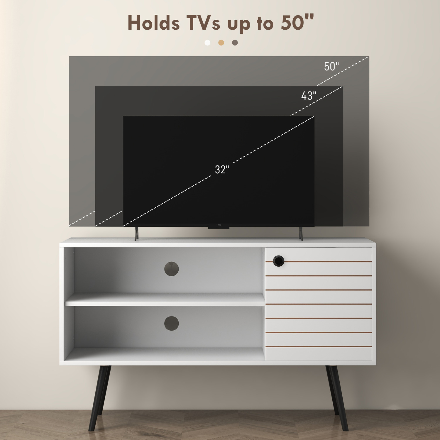 110cm TV Stand Cabinet for TVs with Open Shelves,