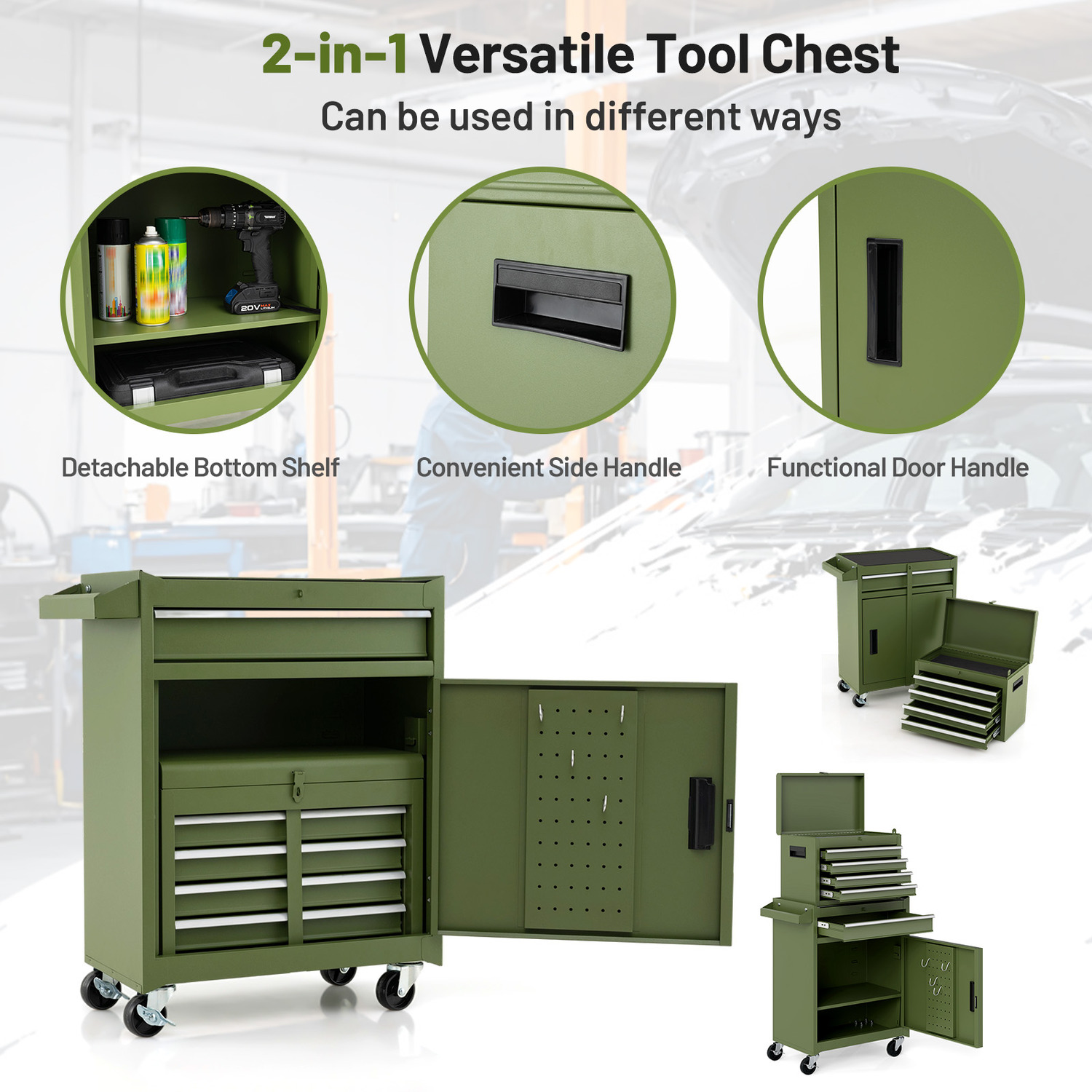 Tool Storage Cabinet with Lockable Wheels