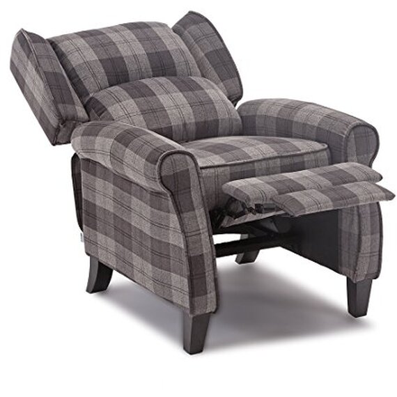 Eaton Wing Back Fireside Check Fabric Recliner Armchair